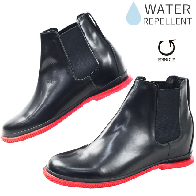 送料無料 サイドゴアブーツ ショートブーツ レディース AW 秋冬 新作 秋新作 冬新作 人気 流行 定番 2025 スピングル SPINGLE SP-1803S 撥水 日本製 本革 ローヒール アンクル丈 レザーシューズ メイドインジャパン ブラック/ブラック 黒 靴
