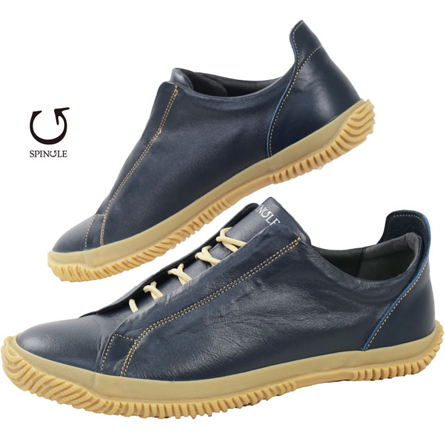 送料無料 スニーカー ローカット メンズ AW 秋冬 新作 秋新作 冬新作 人気 流行 定番 2026 スピングル SPINGLE SP-1048 シューズ 比翼仕立て 本革 メイドインジャパン 防菌 防臭 レザースニーカー 日本製 ダークネイビー 靴