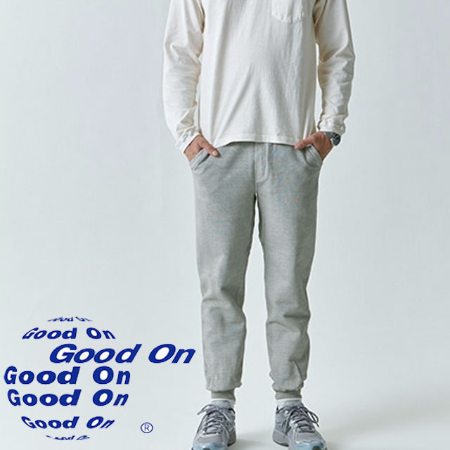 送料無料 ナロースウェットパンツ メンズ レディース AW 秋冬 新作 秋新作 冬新作 人気 流行 定番 2026 グッドオン GOOD ON On GOBW1418 ボトムス ボトム 長ズボン スエット 綿100％ テーパード スリム ウェア アパレル 服 日本製 灰