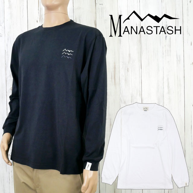 メール便送料無料 長袖 メンズ レディース AW 秋冬 新作 秋新作 冬新作 人気 流行 定番 2025 マナスタッシュ MANASTASH 7925230017 EMB LOGO L/S TEE ロングスリーブTシャツ トップス シンプル キャンプ お揃い ワンポイント 刺繍 綿100％ 白 黒