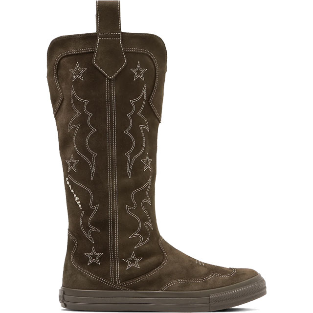 送料無料 ウエスタンブーツ ロングブーツ メンズ レディース AW 秋冬 新作 秋新作 冬新作 人気 流行 定番 2025 コンバース CONVERSE ST Z 31316780 本革 オールスター スエード 本革 靴 ぺたんこ ジッパー付き ローヒール バーントシダー