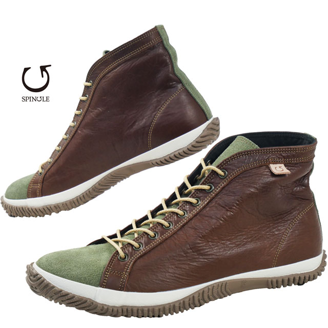 送料無料 レースアップ ローカット メンズ AW 秋冬 新作 秋新作 冬新作 人気 流行 定番 2026 スピングル SPINGLE SP-450 ハイカットスニーカー 日本製 本革 靴シューズ レザースニーカー 牛革 カーキ/ダークブラウン