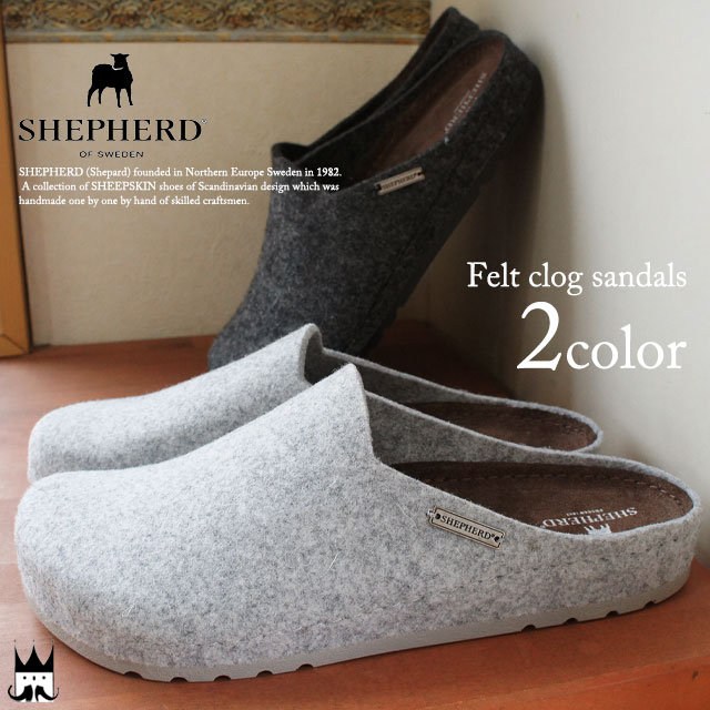 送料無料 シェパード Shepherd メンズ クロッグサンダル S3115 ルームシューズ 室内履き ウール ブラック ライトグレー シェファード