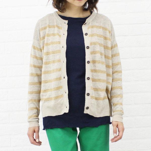 SOIL(ソイル)リネン ボーダー クルーネック カーディガン・GNSL1433-0341401【トップス】    レディース 女性 誕生日プレゼント ギフト 正規品 新品