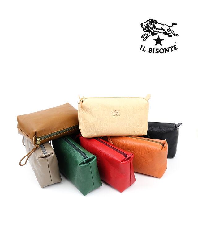 イルビゾンテ ポーチ メイクポーチ スクエアポーチ 小物入れ IL BISONTE 5432305495 国内正規品 220303 送料無料