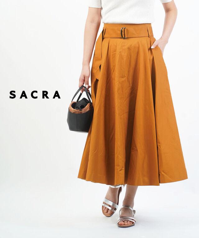 サクラ ベルト付きロングフレアスカート SACRA 118117122 国内正規品 210803 送料無料