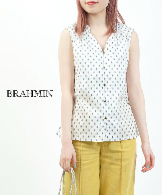 ブラーミン コットンローン プロヴァンス風幾何プリントノースリーブブラウス Brahmin B15201 国内正規品 210903 送料無料