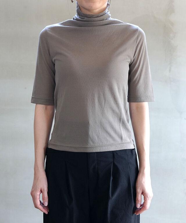 ププラ コットンナイロンツイストガーゼ 5分袖 タートルネック プル