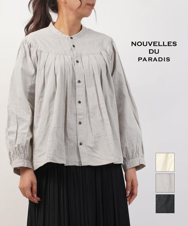 ヌーベル ドゥ パラディ コットンピケシャンブレーラウンドヨークブラウス NOUVELLES DU PARADIS PB24405 国内正規品 220409 送料無料