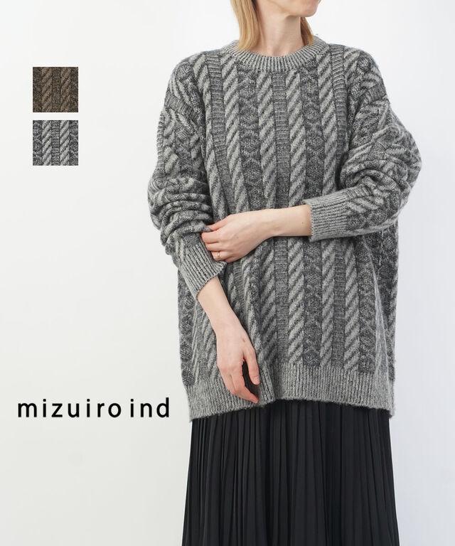 ミズイロインド プレーティングステッチニットクルーネックプルオーバー mizuiro ind 4-220067 国内正規品 220409 送料無料