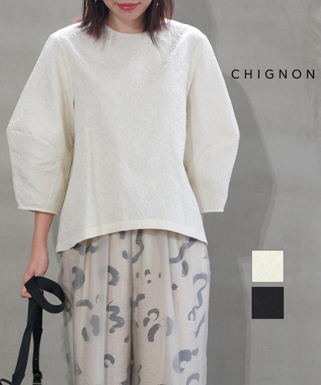 シニヨン ジャガードTeeブラウス CHIGNON 1646-508BZ 国内正規品 2025春夏新作 送料無料 フォーマル オケージョン パーティ お呼ばれ ブラウス ゆったり 華やか