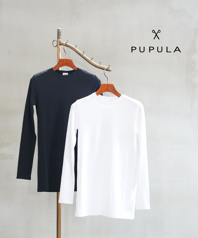 ププラ デジタルリブ クルーネック 長袖カットソー PUPULA 157029 国内正規品 2025春夏新作 送料無料