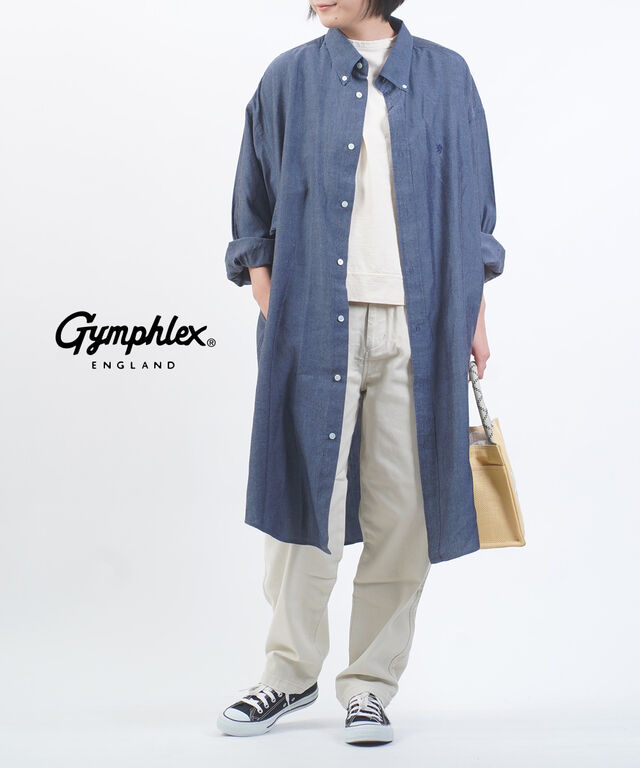 ジムフレックス ボタンダウンシャツワンピース Gymphlex GY-G0098TPS 国内正規品 2025春夏新作 送料無料