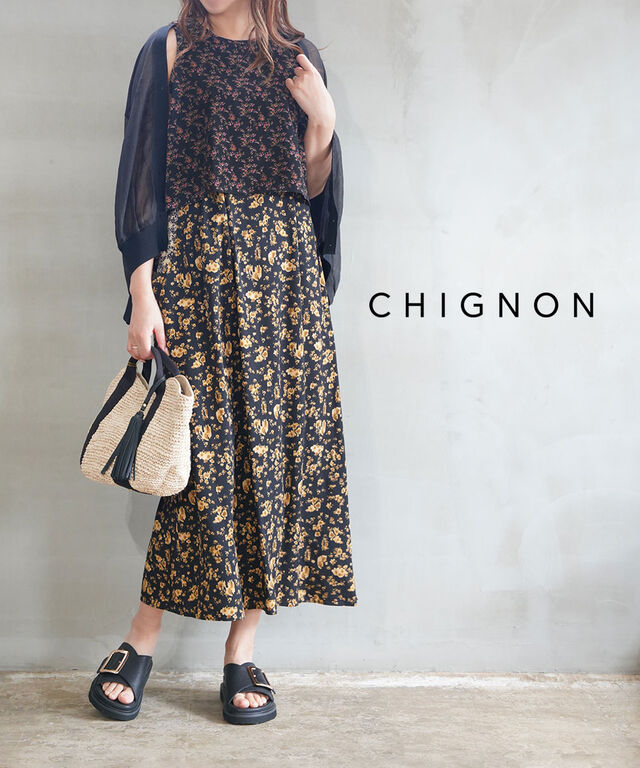 シニヨン パターンミックスワンピース CHIGNON 5152-202MK 国内正規品 2025春夏新作 送料無料