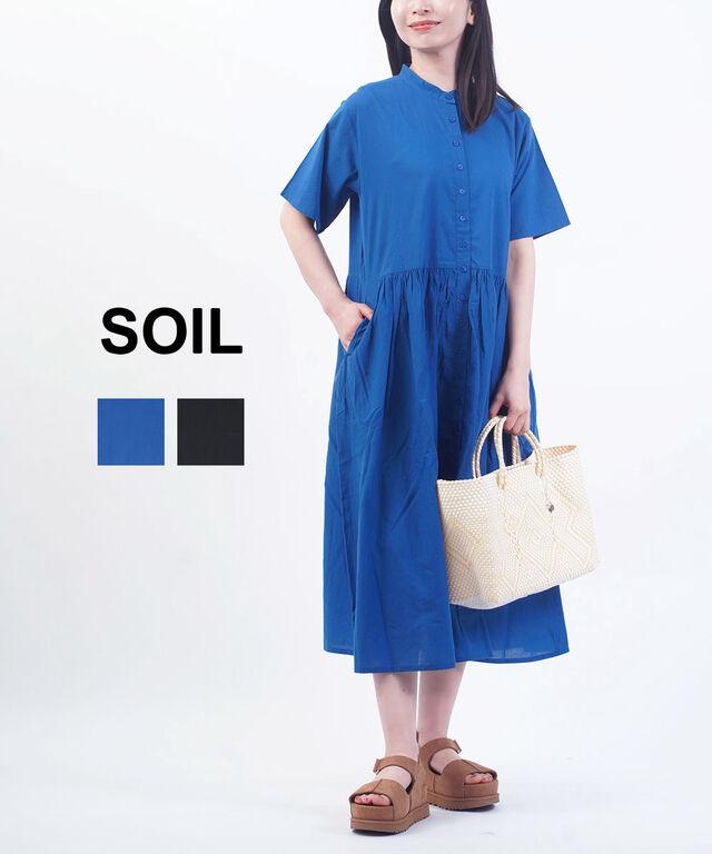 ソイル 60s CAMBRIC PLAIN BANDED COLLAR DRESS SOIL NSL25034 国内正規品 2025春夏新作 送料無料