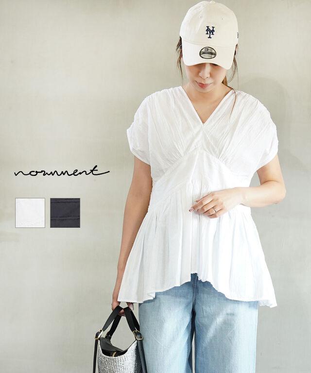 ノーメント Vネックギャザーブラウス normment S25P-1973 国内正規品 2025秋冬新作 送料無料
