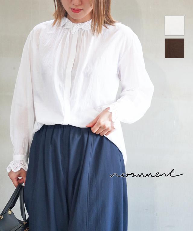 ノーメント スカラップ刺繍フリルブラウス normment S25P-1985 国内正規品 2025秋冬新作 送料無料