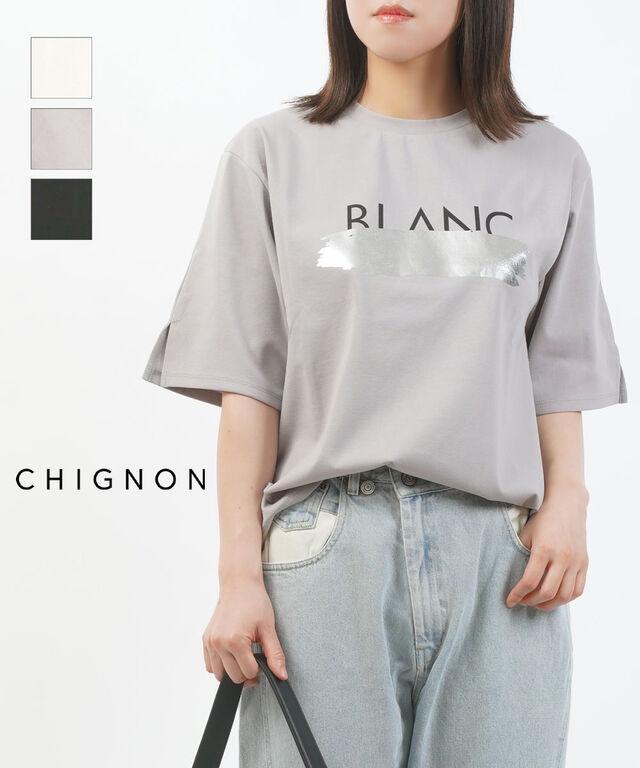 シニヨン コンパクト箔プリントT CHIGNON 8454-102KK 国内正規品 2025秋冬新作 メール便可能商品[M便 5/5]