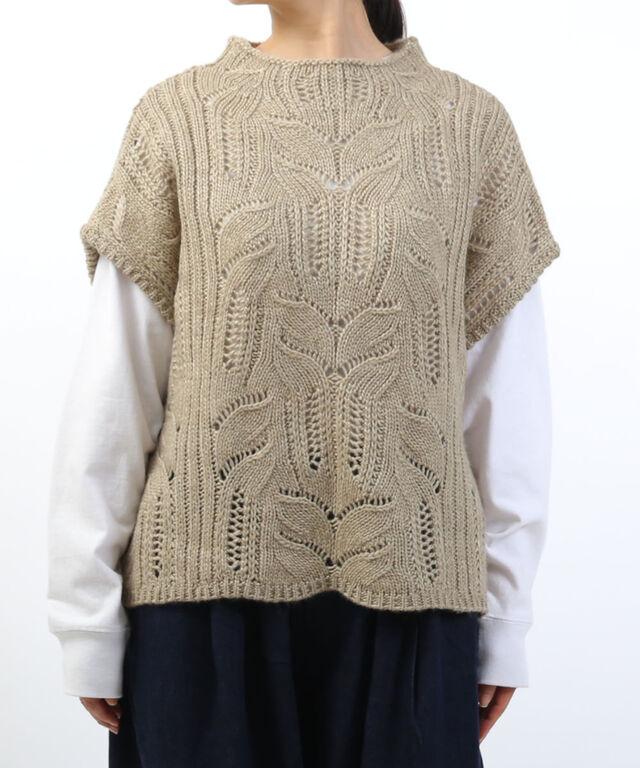 ミズイロインド シアーケーブルパターンベスト mizuiro ind 3-220119