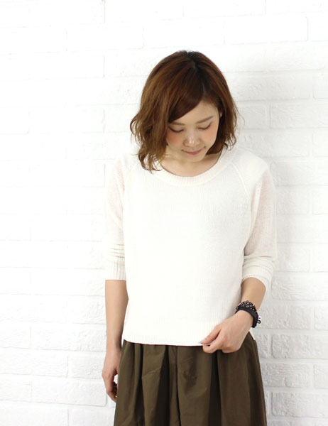 TRANNA(トラーナ)リネン ナイロン ショート丈 ニット プルオーバー・93-7698-1221401【トップス】    レディース 女性 誕生日プレゼント ギフト 正規品 新品