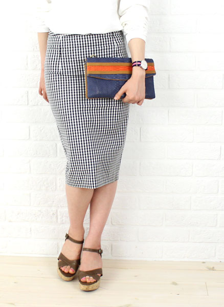 dahl'ia(ダリア)コットン ポリエステル ギンガムチェック ペンシルスカート・DSK-84GM-1721401【ボトムス】    レディース 女性 誕生日プレゼント ギフト 正規品 新品