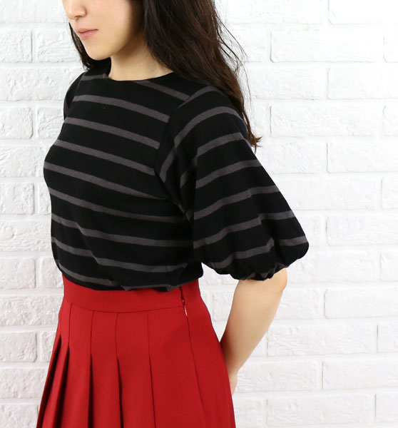 PUPULA(ププラ)コットンレーヨン ウール パフスリーブ プルオーバーニット・343021-0141402    レディース 女性 誕生日プレゼント ギフト 正規品 新品