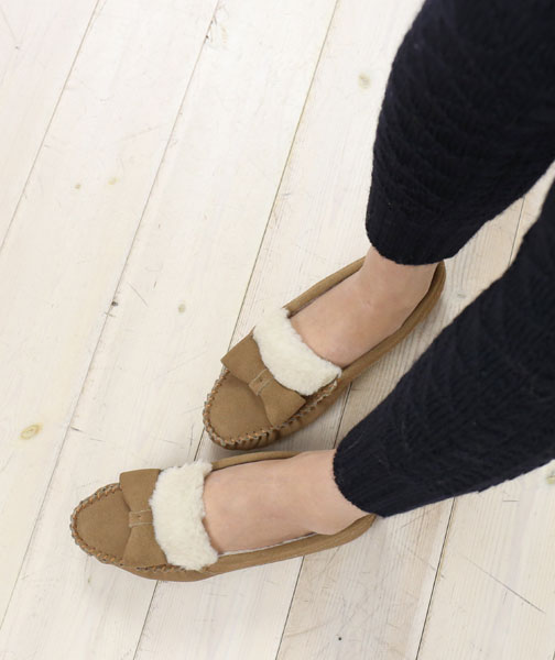 Casselini fifth avenue(キャセリーニフィフスアベニュー)スウェード ボアライニング リボン スリッポンシューズ・30-03    レディース 女性 誕生日プレゼント ギフト 正規品 新品