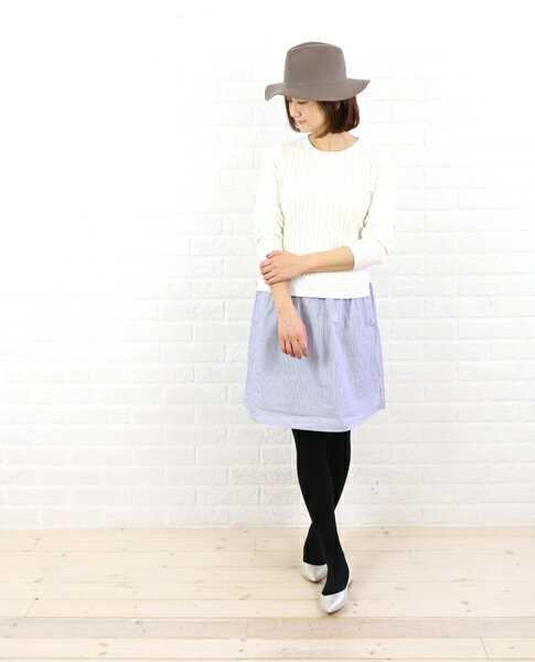 nimes et nimes(ニームエニーム) 綿ケーブルニット×ストライプ布帛切替ワンピース・TLG6101033・0091601    レディース 女性 誕生日プレゼント ギフト 正規品 新品