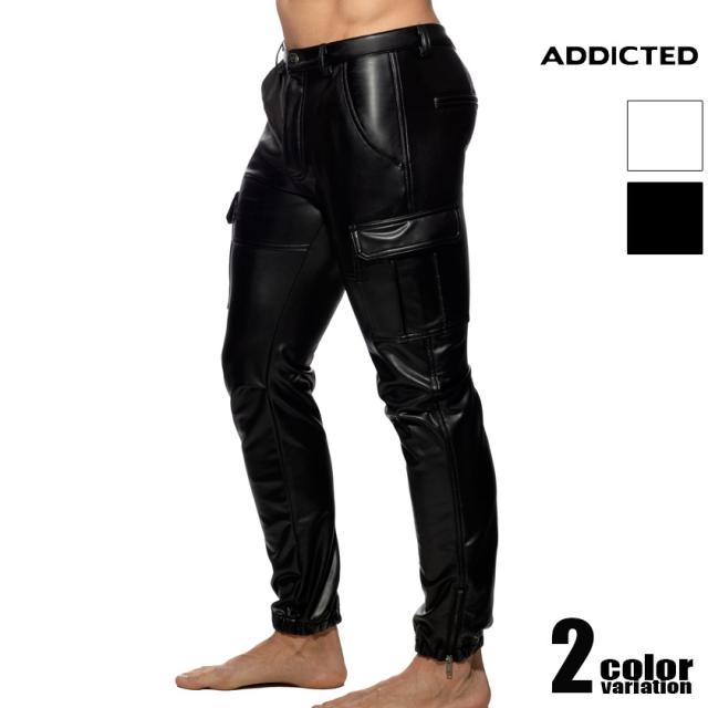 ADDICTED/アディクティッド FETISH RUB CARGOS フェイクレザーパンツ ロングパンツ カーゴパンツ メンズ　ボトムス　ファッション 宅配便限定