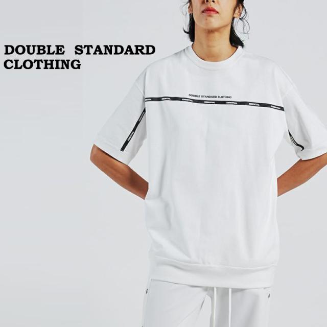 DOUBLE STANDARD CLOTHING ダブルスタンダードクロージング ESSENTIAL / フロントロゴラインTシャツ 2508-230-221 レディース ダブスタ 2022春夏 2022SS トップス デイリーユース 半袖 オーバーサイズ スポーティー