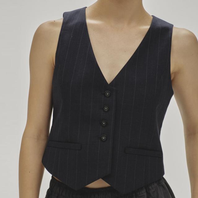 SALE20%OFF TODAYFUL トゥデイフル Stripe Compact Vest ストライプコンパクトベスト 12510102 アウター レディース 羽織 ピンストライプ柄 2025春夏