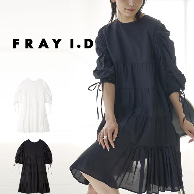 SALE50%OFF フレイアイディー FRAY I.D タックギャザーミディティアードワンピース fwfo251080 レディース ドレス オーガニックコットン ティアードシルエット セレクトショップムー