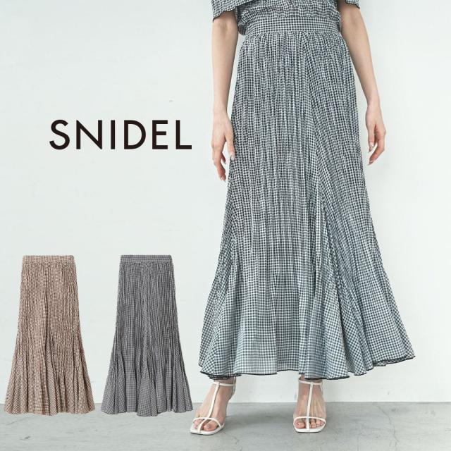 SALE50%OFF スナイデル SNIDEL プリーツフレアスカート swfs252184 ロングスカート ランダムプリーツ加工 シアー素材