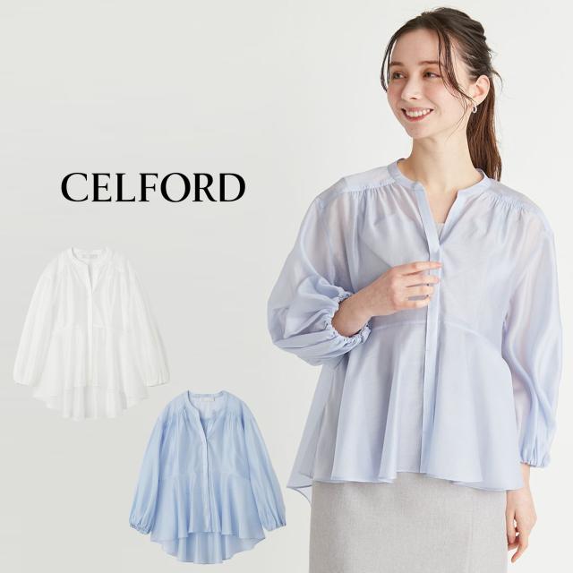 セルフォード CELFORD シアーフレアブラウス cwfb254013 レディース 透け感 トップス ペプラム 接触冷感加工 手洗い可能 2025秋