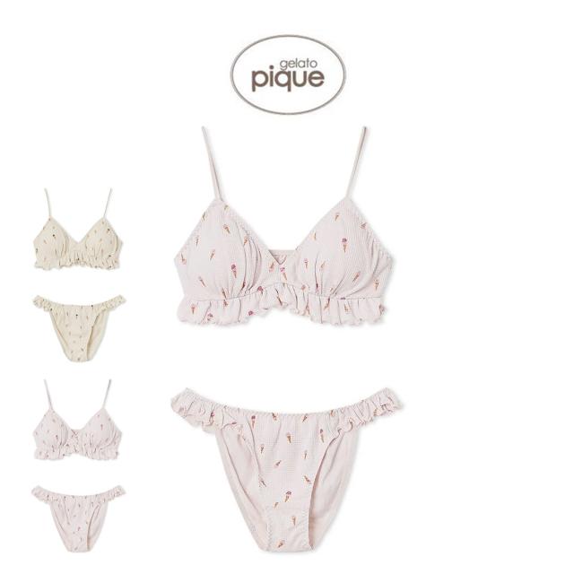 SALE20%OFF gelato pique ジェラートピケ 接触冷感 アイス柄ワッフルブラ&ショーツセット pwct252234 ※返品不可商品 ジェラピケ レディース 下着 ノンワイヤー ギフト プレゼントにオススメ セレクトショップムー