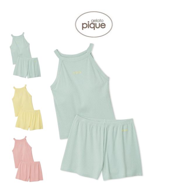 SALE10%OFF ジェラートピケ リブタンクトップ&ショートパンツセット pwct252299 ジェラピケ ルームウェア 接触冷感 上下セット