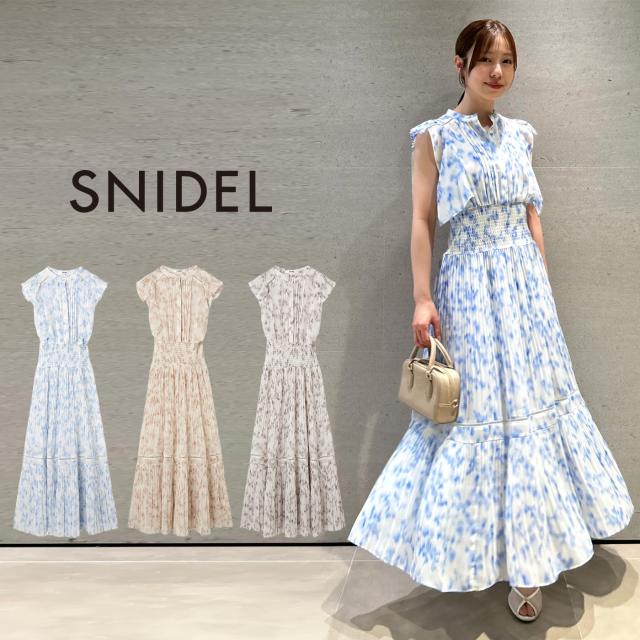 スナイデル SNIDEL Sustainableヘアラインフラワープリントワンピース swfo254011 レディース ドレス ロングワンピース エレガント 花柄 ノースリーブ 2025秋