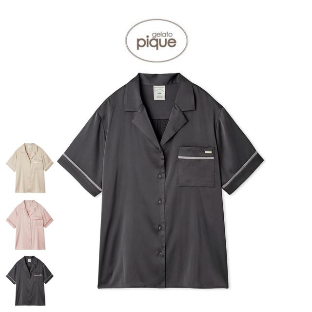 ジェラートピケ gelato pique 接触冷感サテンラインシャツ pwft254258 ジェラピケ ルームウェア パジャマ 部屋着 半袖 2025秋 ギフト プレゼントにおすすめ
