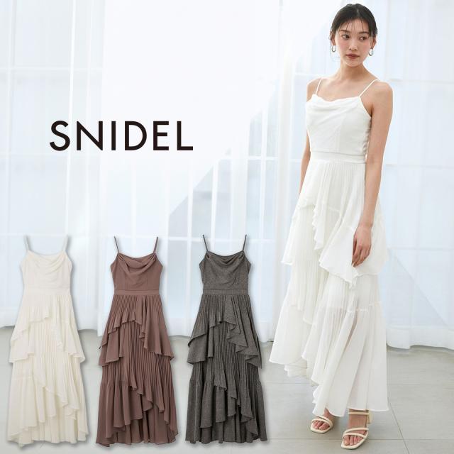 スナイデル SNIDEL アシメントリーティアードキャミワンピース swfo254021 レディース ドレス ロングワンピース ロング丈 プリーツ エレガント 2025秋