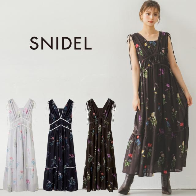 スナイデル SNIDEL フラワードロストディティールワンピース swfo254120 レディース ロングワンピース ロング丈 スタイルアップ効果 2025秋