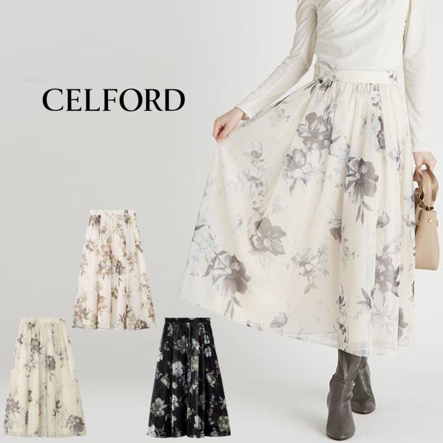 セルフォード CELFORD フラワープリントボリュームスカート cwfs255019 レディース ボトムス ロング丈 花柄 デイリー オケージョン 大人カジュアル 2025冬