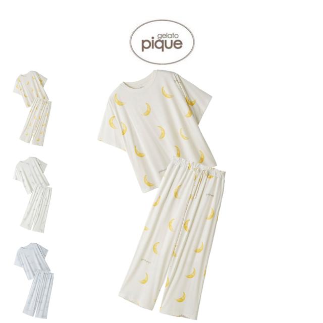 ジェラートピケ gelato pique モチーフ３柄Tシャツ&ロングパンツ pwct254270set pwcp254272 ジェラピケ ルームウェア 上下セット パジャマ 2025秋 プレゼントにおすすめ