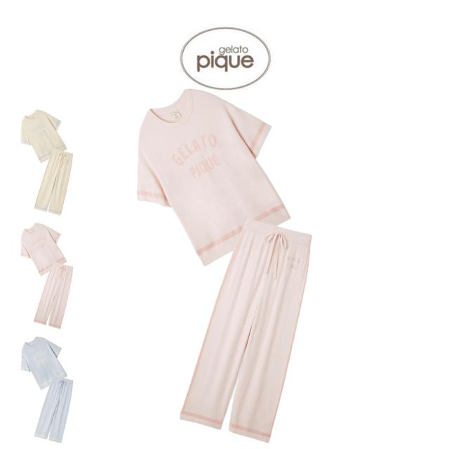 ジェラートピケ gelato pique スムーズィートリム半袖プルオーバー&ロングパンツセット pwnt254100set pwnp254103 ジェラピケ 上下セット ルームウェア パジャマ 部屋着 レディース 2025秋 ギフト プレゼントにおすすめ