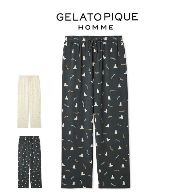ジェラートピケ オム GELATO PIQUE HOMME HALLOWEEN TRICK GHOST柄 ロングパンツ phcp254937 メンズ ルームウェア 部屋着 パジャマ 2025秋 ギフト プレゼントにおすすめ