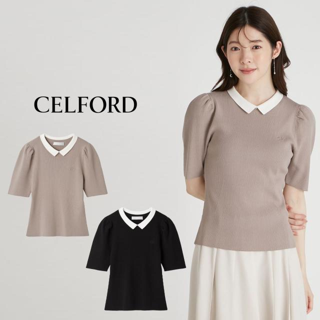 セルフォード CELFORD シルクブレンド衿付きニットプルオーバー cwnt254044 レディース トップス 半袖 デイリー オケージョン 2025秋