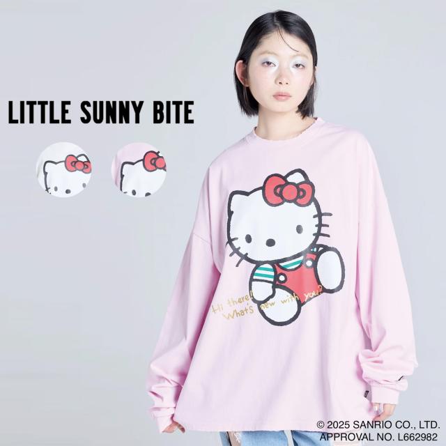 little sunny bite リトルサニーバイト hello kitty x little sunny bite long tee ハローキティ×リトルサニーバイト ロングTシャツ lsb-ltop-047c トップス オーバーサイズ コラボアイテム 2025秋