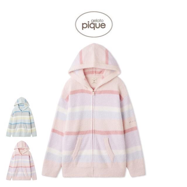 ジェラートピケ gelato pique ベビモコカラフルボーダーパーカー pwnt255062 ジェラピケ ルームウェア 部屋着 パジャマ レディース 2025冬 ギフト プレゼントにおすすめ