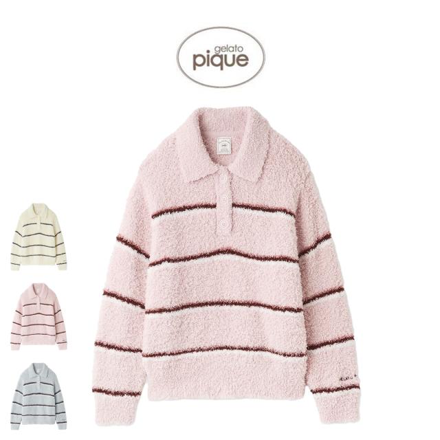 ジェラートピケ gelato pique ジェラートボーダーポロ衿プルオーバー pwnt255069 ジェラピケ ルームウェア 部屋着 パジャマ レディース 2025冬 ギフト プレゼントにおすすめ