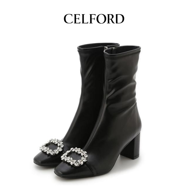 セルフォード CELFORD ビジュー＆リボンクリップ付きストレッチブーツ cwgs255513 レディース 靴 シューズ シュークリップ付 ヒール 2025冬