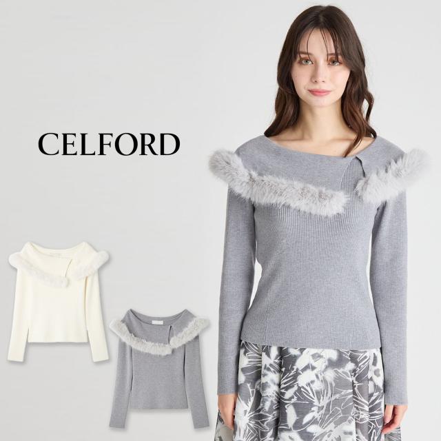 セルフォード CELFORD シルクカシミヤ混ファートリムニットプル cwnt254113 レディース トップス プルオーバー デイリー オケージョン 2025秋